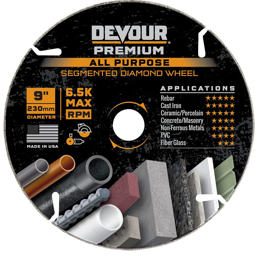 9" PREMIUM All-Purpose Segmented Rim Diamond Blade - Devour™ Blades and ...