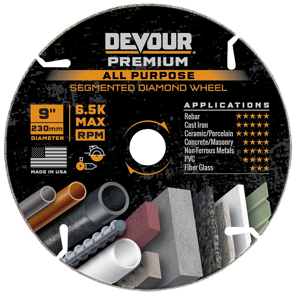 9" PREMIUM All-Purpose Segmented Rim Diamond Blade - Devour™ Blades and ...